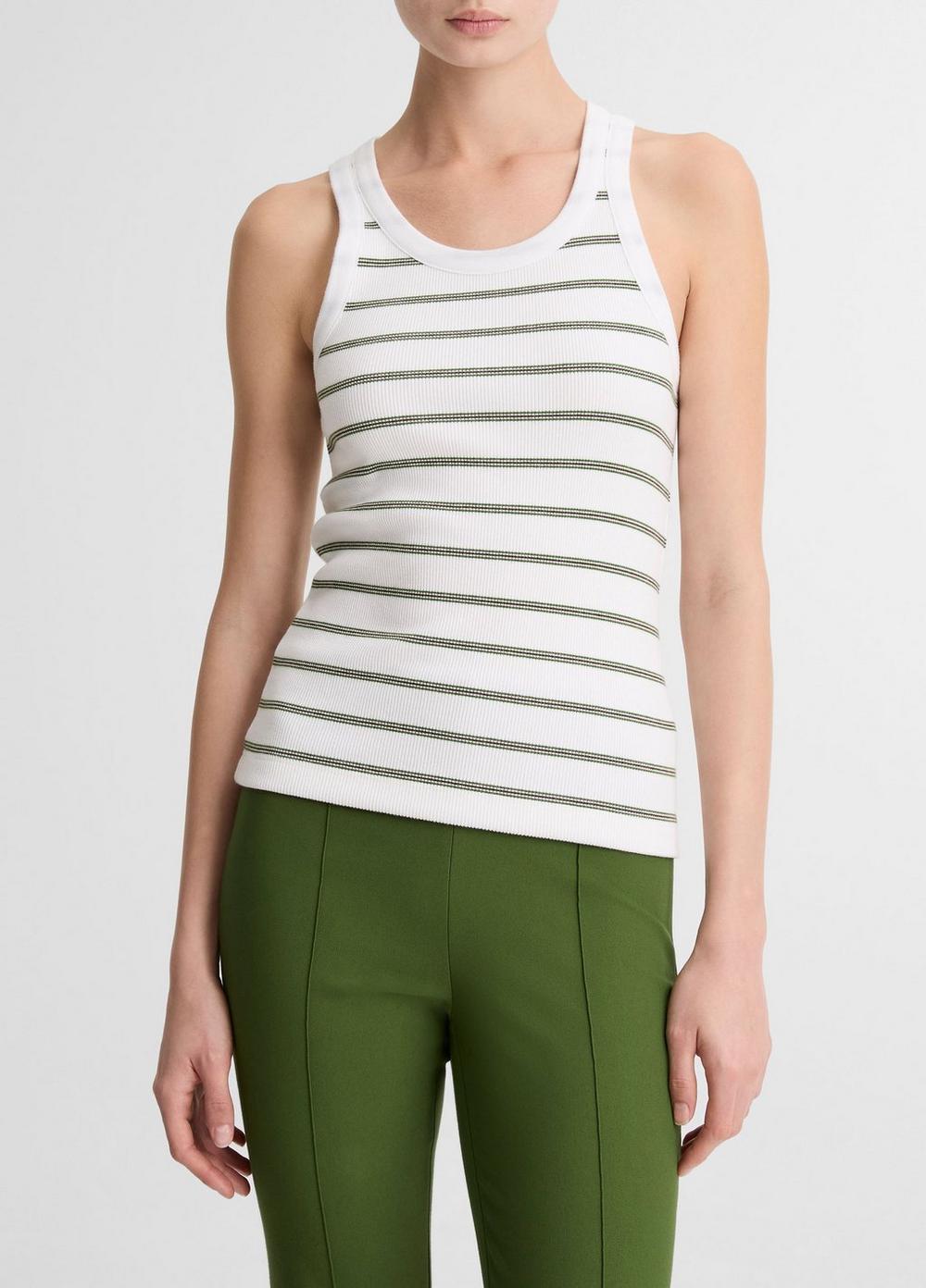 VINCE Vince Striped Ribbed Scoop Neck Tank Top